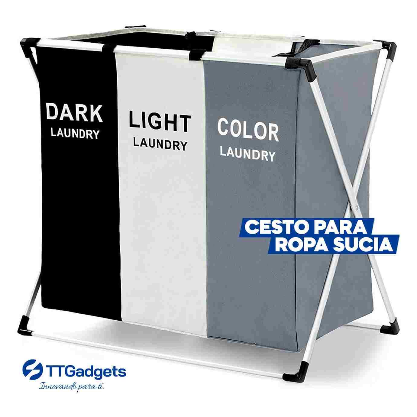 ¡AL 2x1! CESTO DE ROPA CON 3 DIVISIONES BLANCO/GRIS/COLOR SuperClean ...